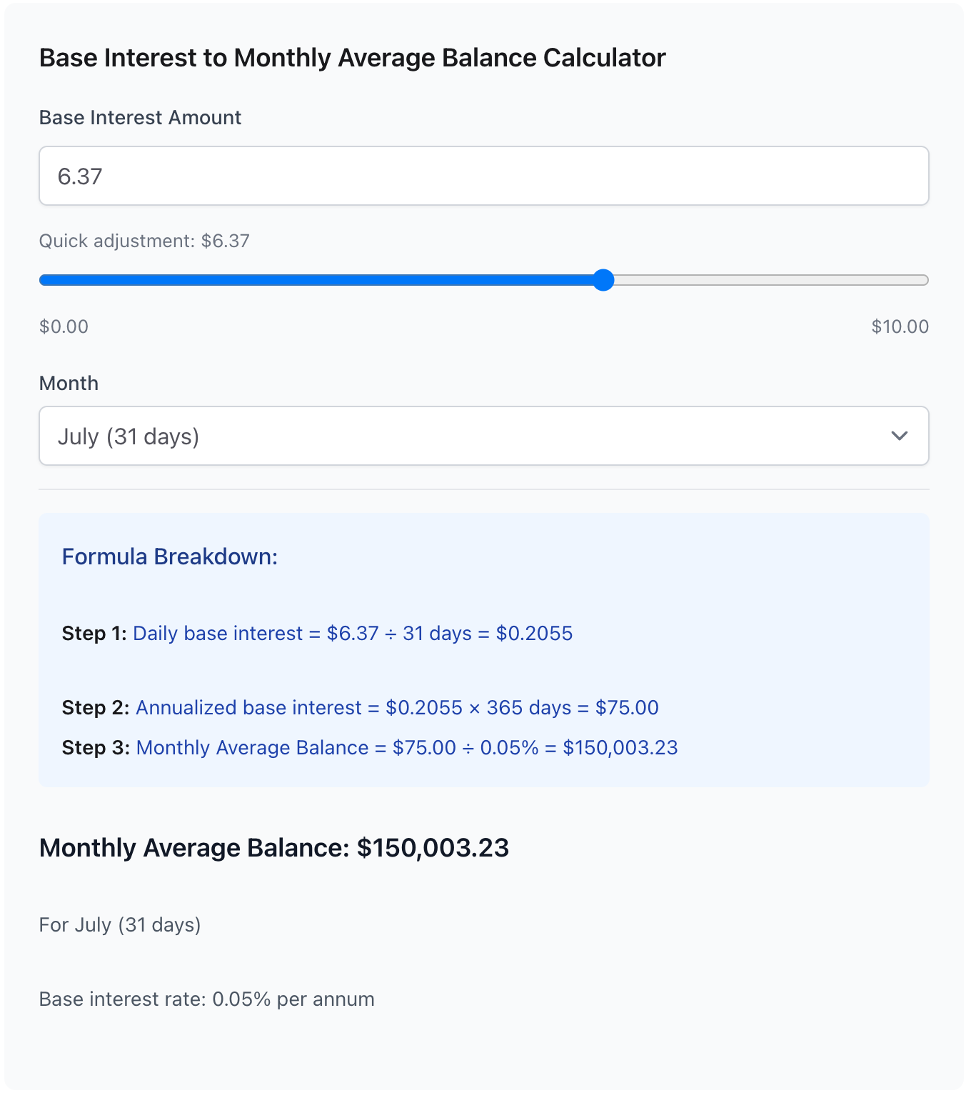 Calculating Monthly Average Balance from Base Interest - Eric Tan